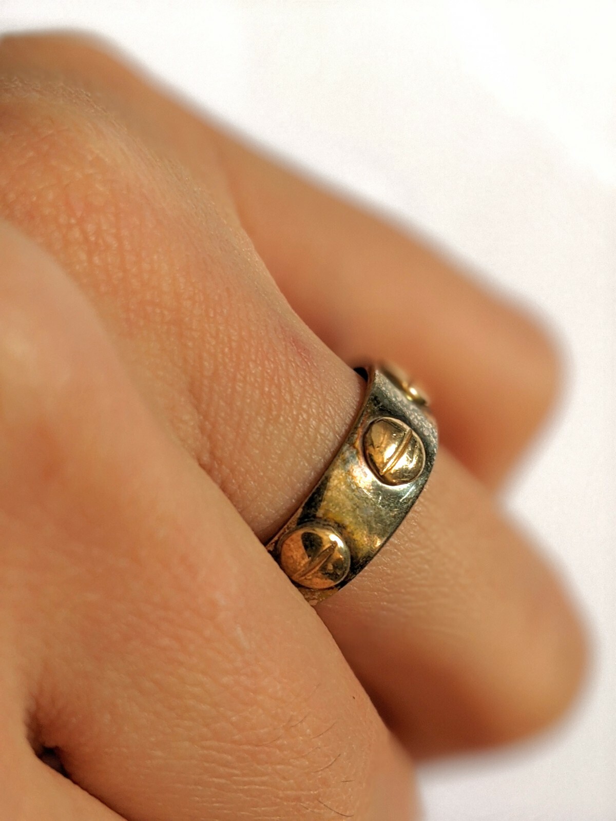 UNUSUAL Vintage RING Gold Buttons on 925 Silver Estat… - Gem