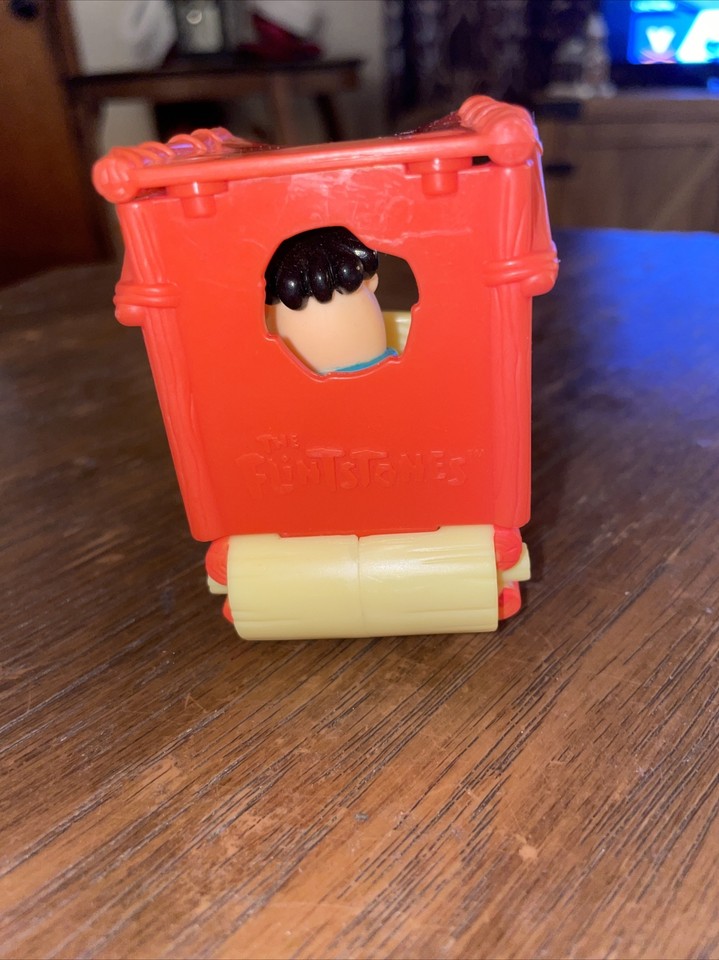 FRED FLINTSTONE BOUNCING FLINTMOBILE SUBWAY PROMO ORANGE YELLOW PLASTIC ...