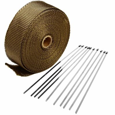 2" 50ft Roll Fiberglass Exhaust Header Pipe Heat Wrap Tape Black +Ties ...