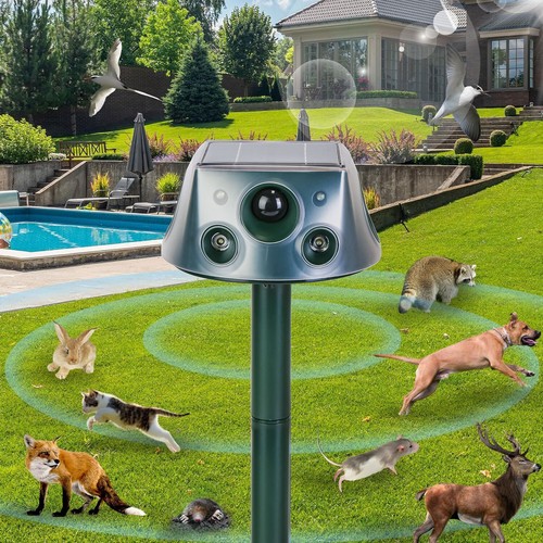 Ultrasonic Solar Animal Repeller 6 Modes Motion Sensor Mole Squirrel ...