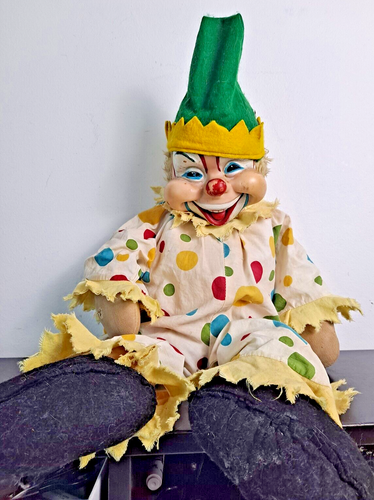 Vintage RUSHTON Star Creation Clown Doll Stuffed Plush Rubber Face ...