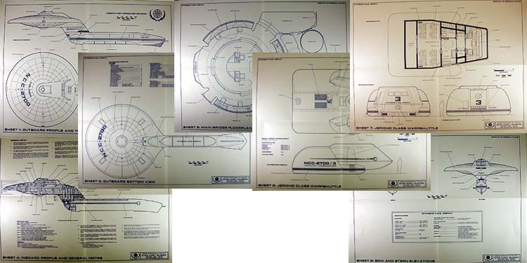 Vintage Star Trek Joshua Class Scout Blueprint Set-7 Sheets 17" x 22" w ...