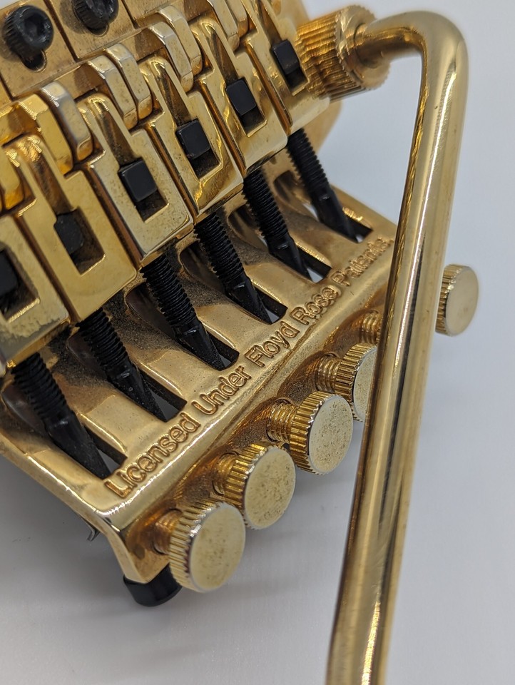 🎸90's Gold Floyd Rose Tremolo Bridge Double Locking System Bridge W ...