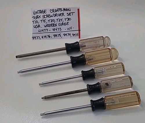 Vintage Craftsman Torx Screwdriver Set 5 Pieces T10 T15 T20 T25 T30 USA ...