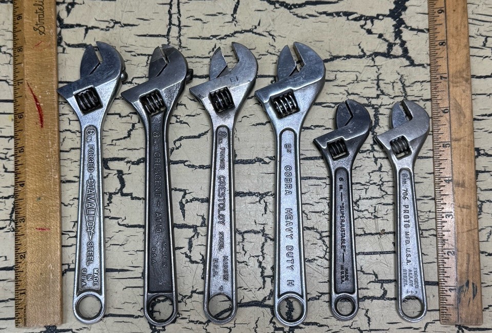 6 VTG Crescent Adjustable Wrench Hand Tool Lot Diamond Cobra JH ...