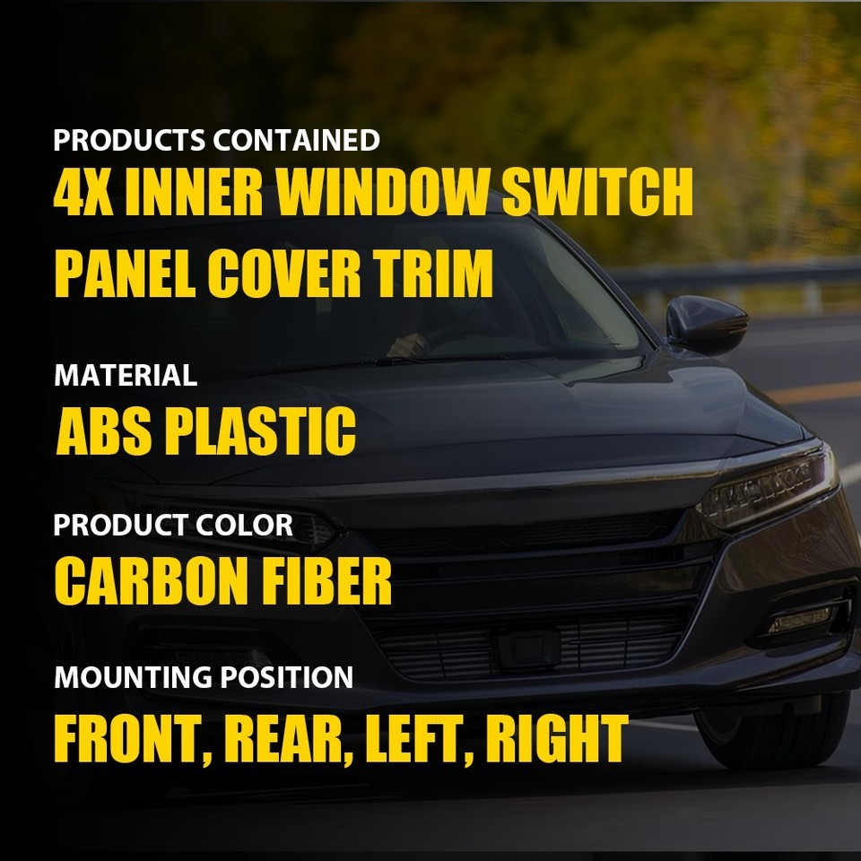 Carbon Fiber Interior Window Switch Panel Cover Trim For Honda Accord ...