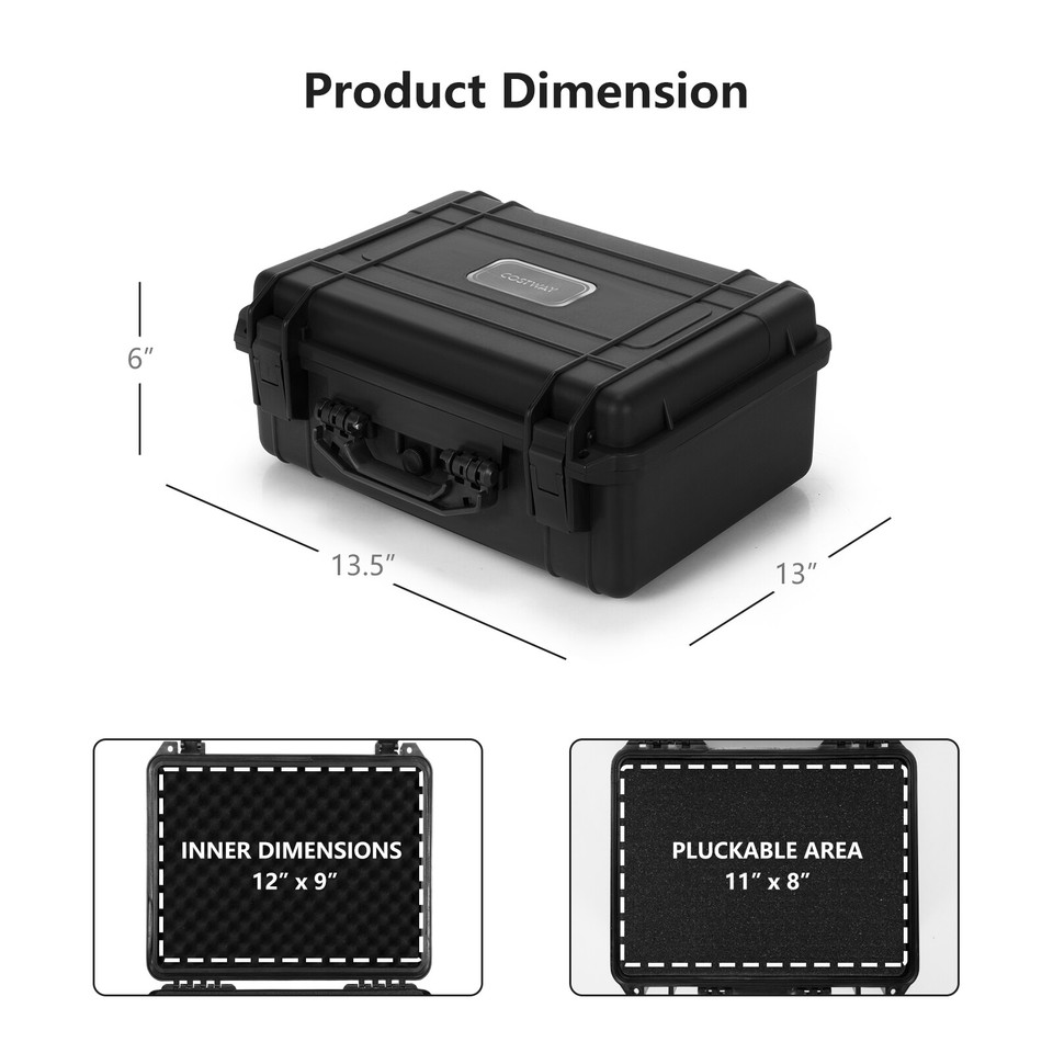 Waterproof Hard Case Portable 13.5" Hard-Shell Dry Box with ...