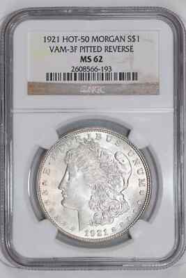1921 MORGAN VAM-3F PITTED REVERSE HOT 50 MORGAN DOLLAR NGC MS62 | eBay