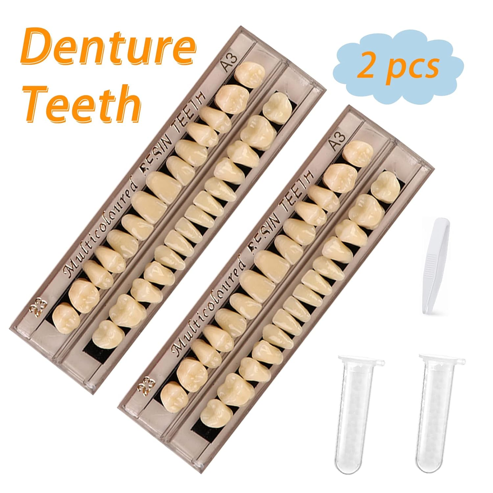 56 Pcs False Teeth Dental Complete Acrylic Resin Denture Teeth, 2 Set ...