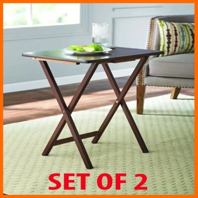 Set Of 2 Folding TV Tray Table Set Snack Dinner Stand Laptop Desk ...