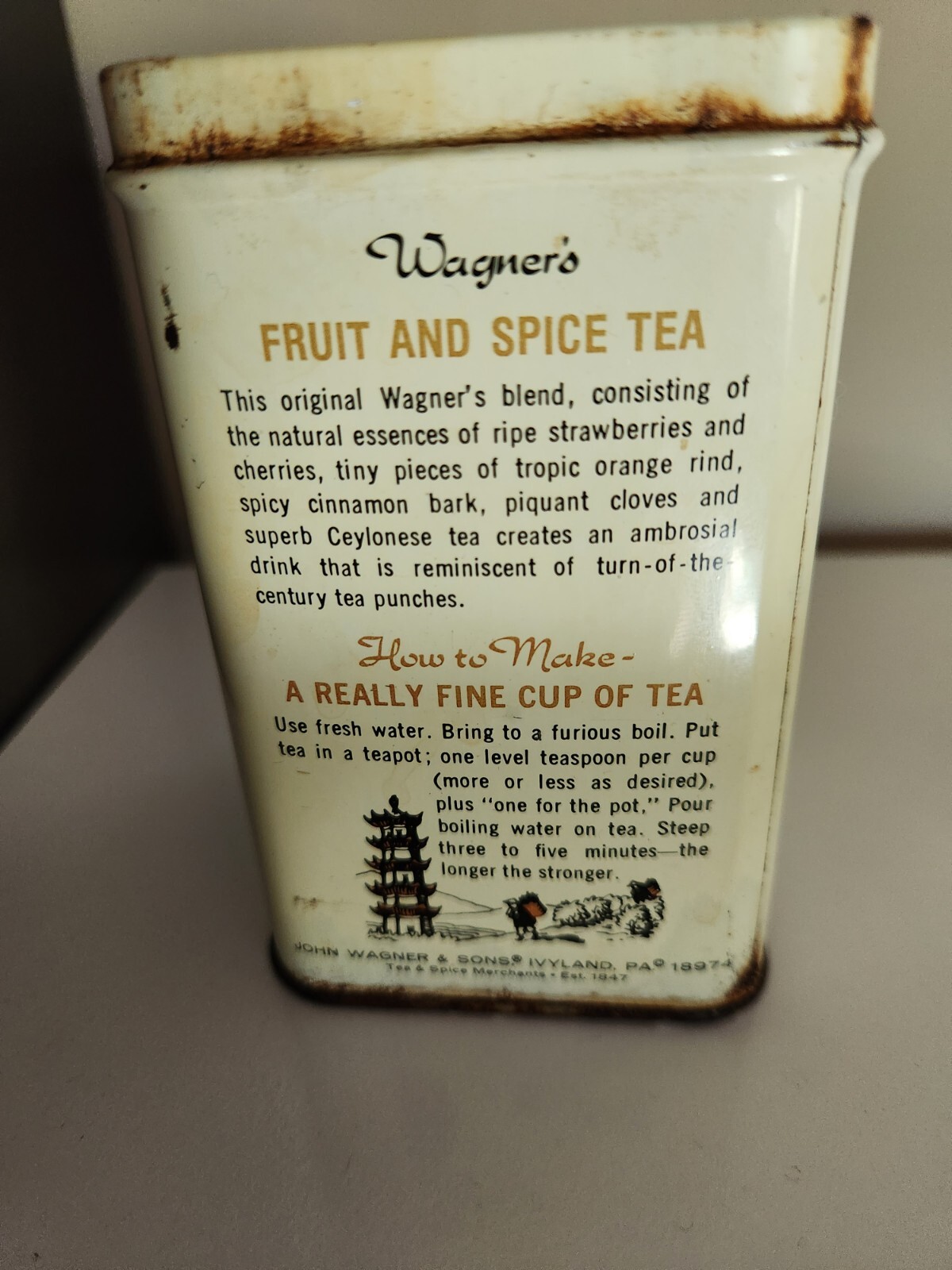 Vintage Wagner's Fruit and Spice Tea Square Tin Box 4.25" Empty 5oz | eBay