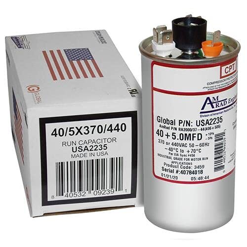 AmRad Round Dual Universal Capacitor 40+5 uf – Replacement for Goodman ...