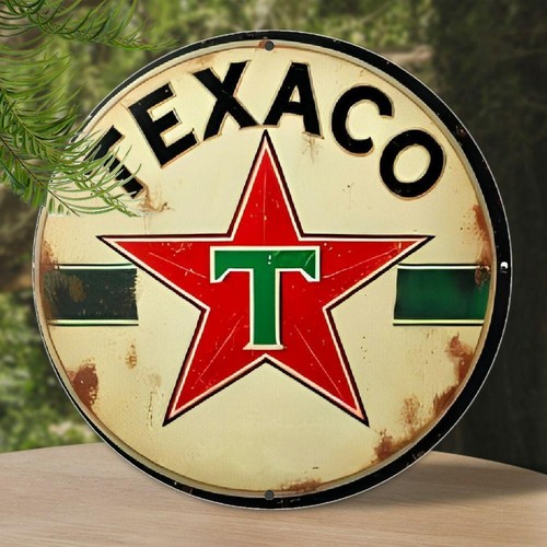 Tin Metal Signs Vintage Texaco Star Aluminum Wall Sign - 8" Round ...