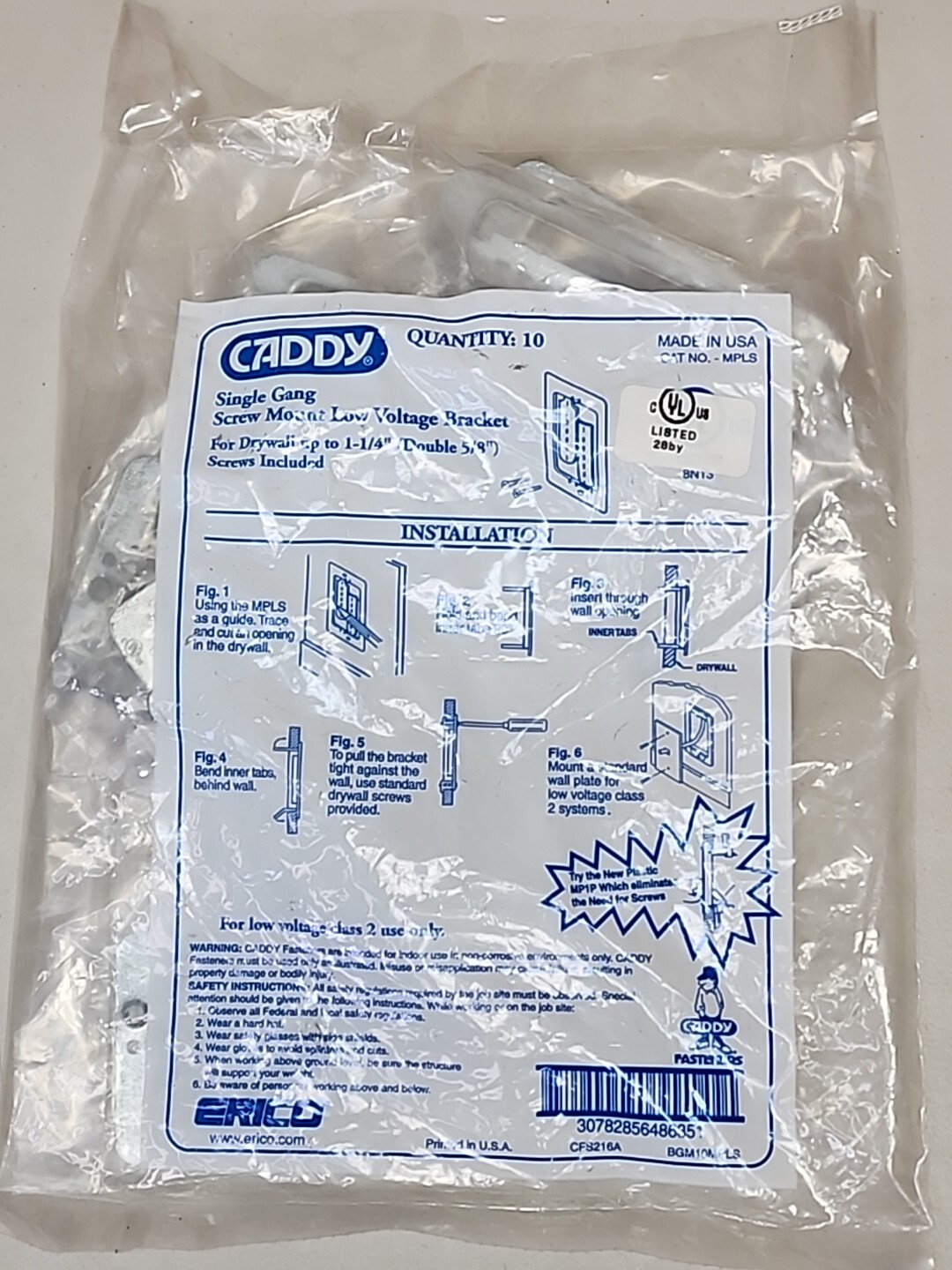 Bag of 10 - CADDY MPLS Single Gang Screw Mount Low Voltage Bracket up ...