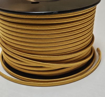 25 ft. GOLD FLAT PARALLEL RAYON COVERED LAMP CORD ANTIQUE VINTAGE STYLE ...