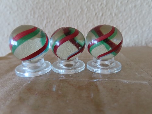 Rare triplet: 3 Antique German handmade glass same cane marbles with ...