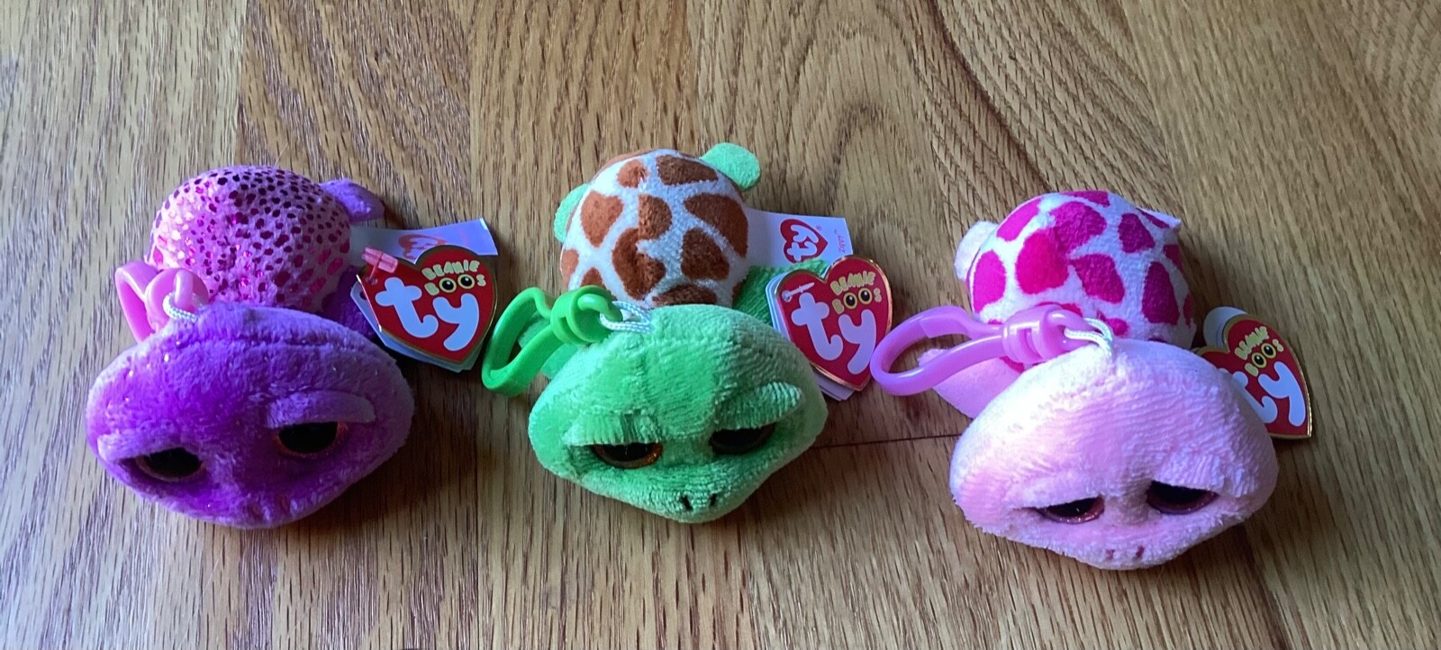 Ty TURTLE BEANIE BOOS KEYCLIPS Set of 3 - SLOWPOKE, ZIPPY & SHELLBY ...
