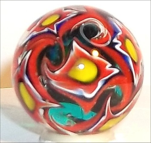 Randel Art Glass MARBLE WILDLY CRAZY PAISLEY Transparent Core 7/8" RAG ...