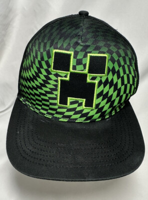 Minecraft Creeper Baseball Cap Hat Snapback Adjustable Youth Size Black Green | eBay