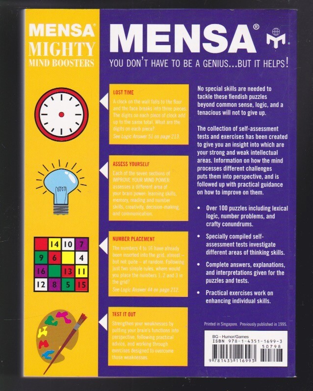 Mensa Mighty Mind Boosters Paperback 2009 by Philip Carter NEW | eBay