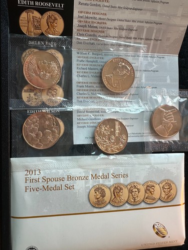 2013 First Spouse US Mint Bronze Medal Series Five-Medal Set McKinley ...