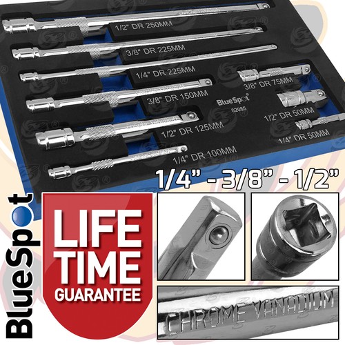 9pc Extension Bars 1/4" 3/8" 1/2" Long Reach Socket / Ratchet Extension ...