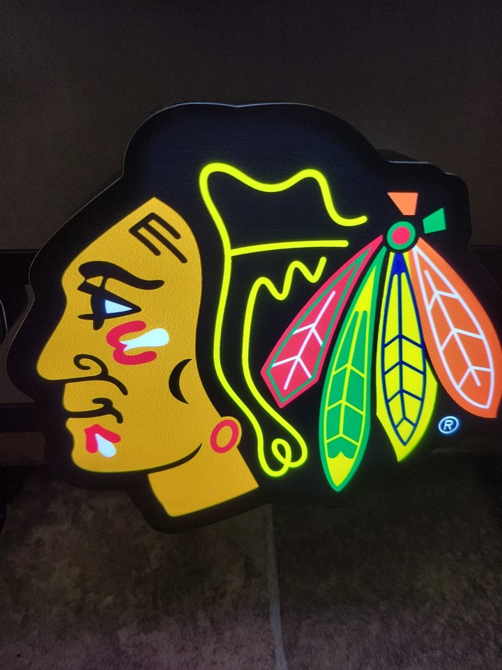 Chicago Blackhawks NHL hockey mask bud light beer led light up sign ...