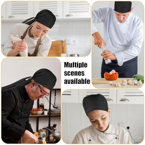 Chef Hat for Men&Women, 4 Pack Back Kitchen Cooking Cap, Elastic Back ...