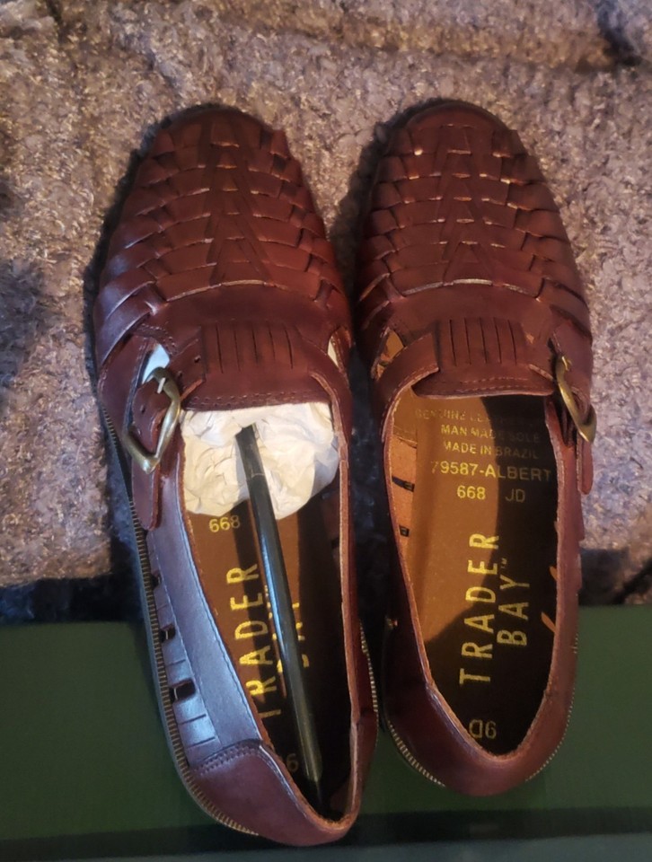 Trader Bay Albert brown leather braided loafer mens 9M | eBay