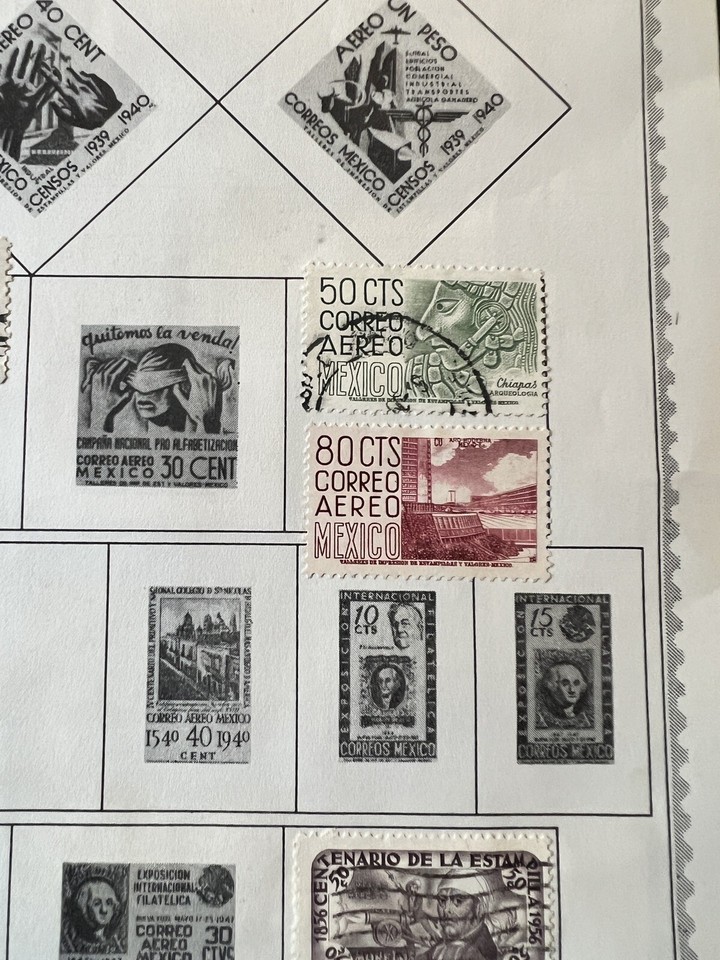 EARLY MEXICO STAMPS ON ALBUM PAGE (DOUBLE SIDED) AIRMAIL, SHORT SETS | eBay
