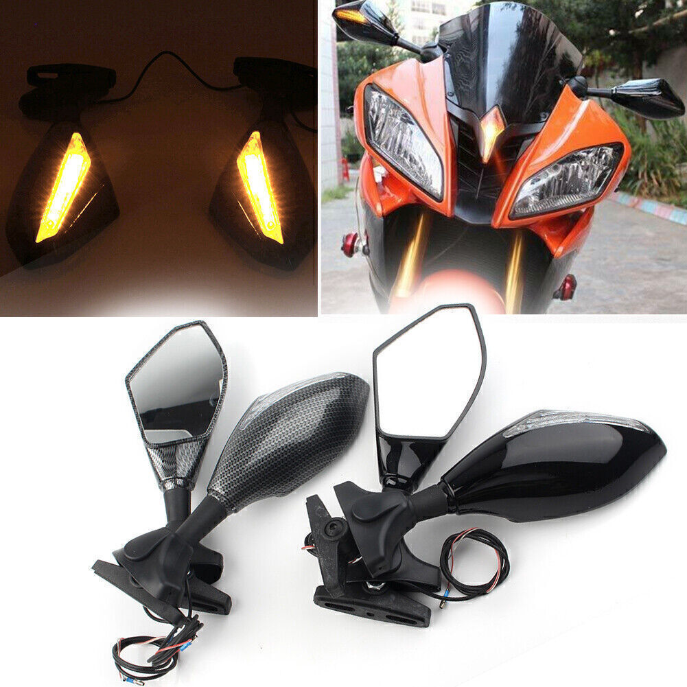 2x LED Turn Signal Rearview Mirrors Fit Kawasaki Ninja 250R 650R 2009 ...