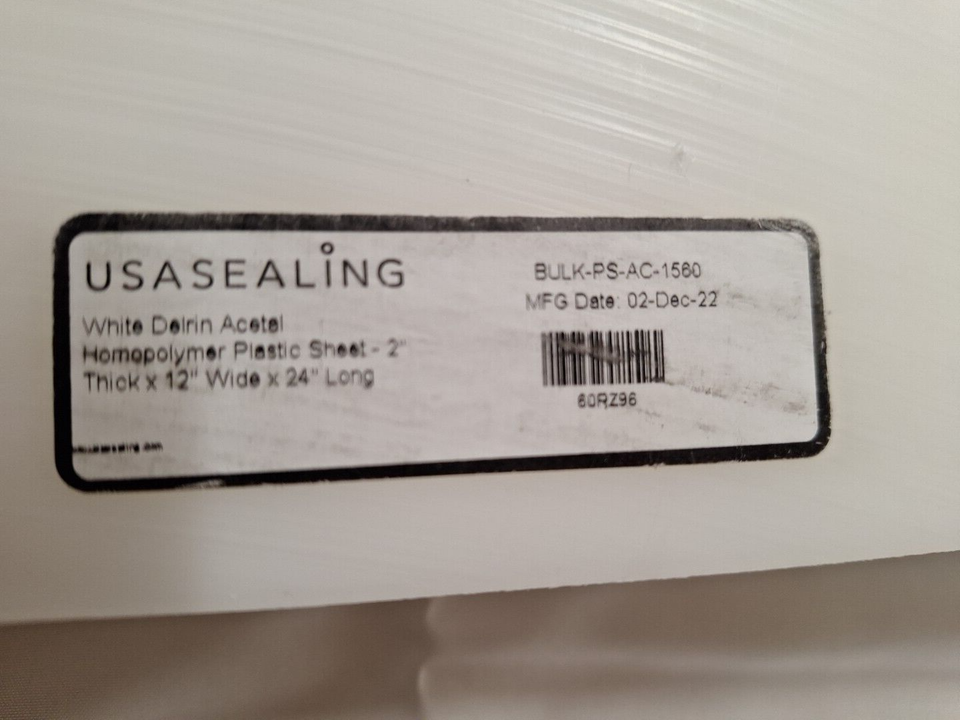 White Acetal (DelrinÂ®) Plastic Sheet Stock 24" L x 12" W x 2" Thick | eBay