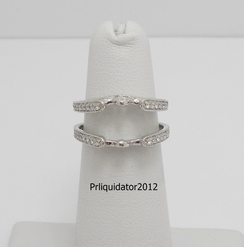 3/8CT Diamond Solitaire Enhancer Guard Wrap Insert Ring Band 14K White ...