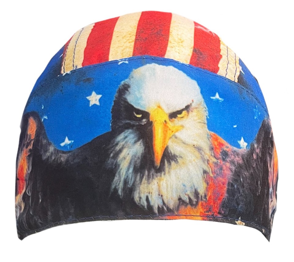 Land of The Free American Flag Skull Durag Cap Biker Bandana Headwrap ...