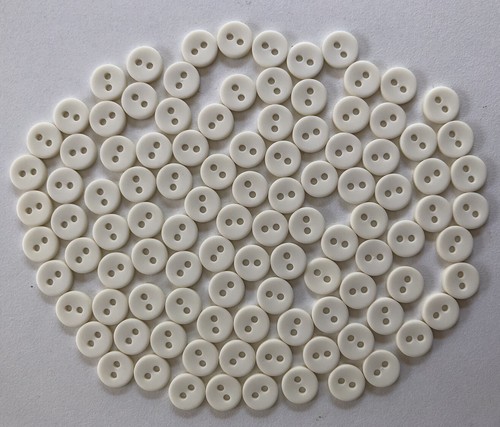 100 Shirt Buttons Matte White Vintage 1980's 7/16" 10mm Emsig Made in ...