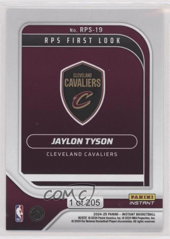 2024-25 Panini Instant RPS First Look /205 Jaylon Tyson #RPS-19 Rookie ...