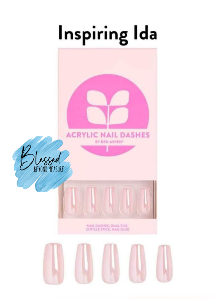 Red Aspen Press On Nails~Inspiring Ida~ACRYLIC~Long~Coffin~Pink~Glazed ...