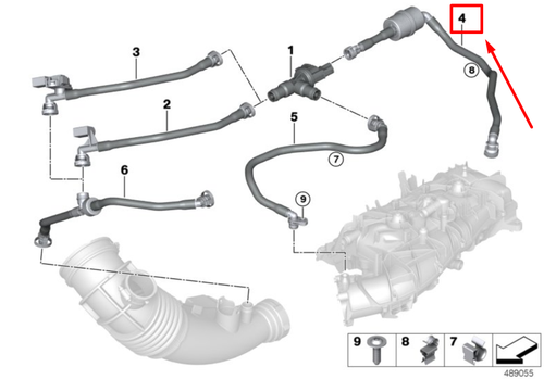 NEW BMW X6G06 FUEL TANK BREATHER LINE W/RESONATOR 8664236 13908664236 ...