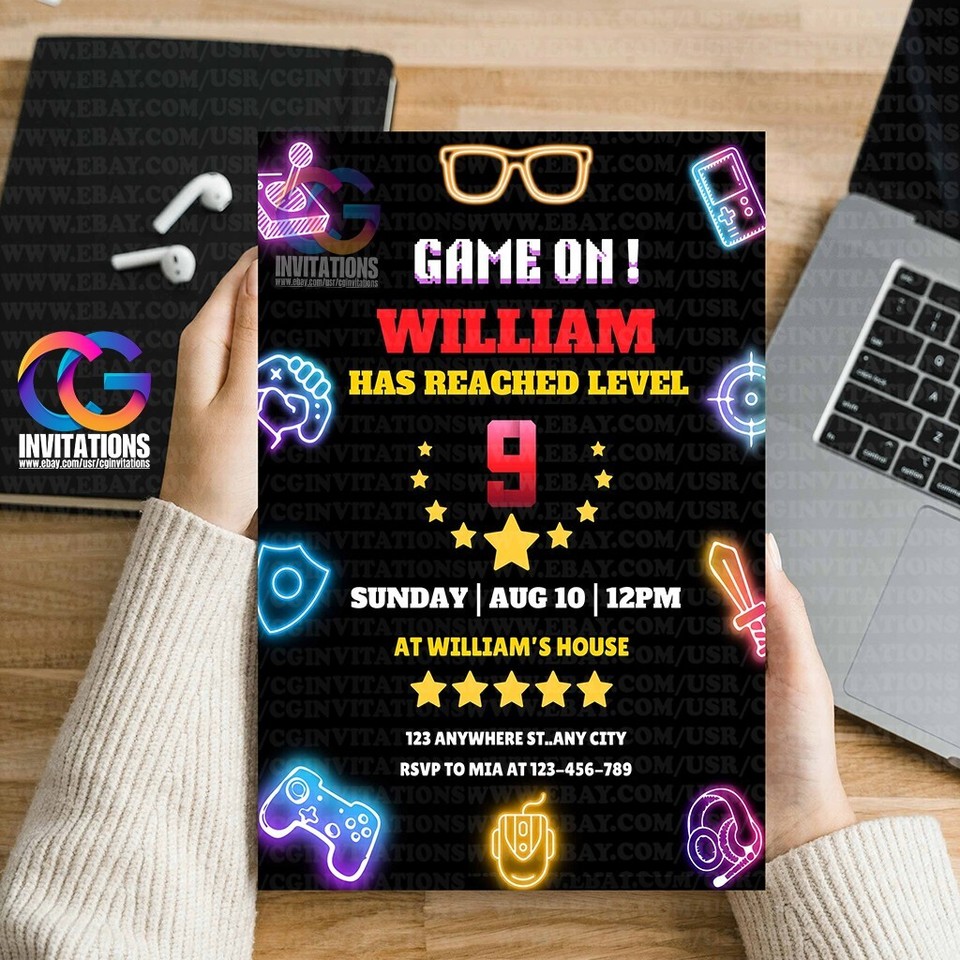 EDITABLE Video Game Party Invitation, Level Up Birthday Invite, Instant ...