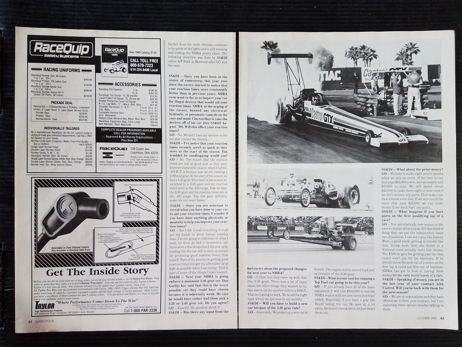 Top Fuel Driver Gary Ormsby Drag Racing - 4 Seiten Artikel | eBay