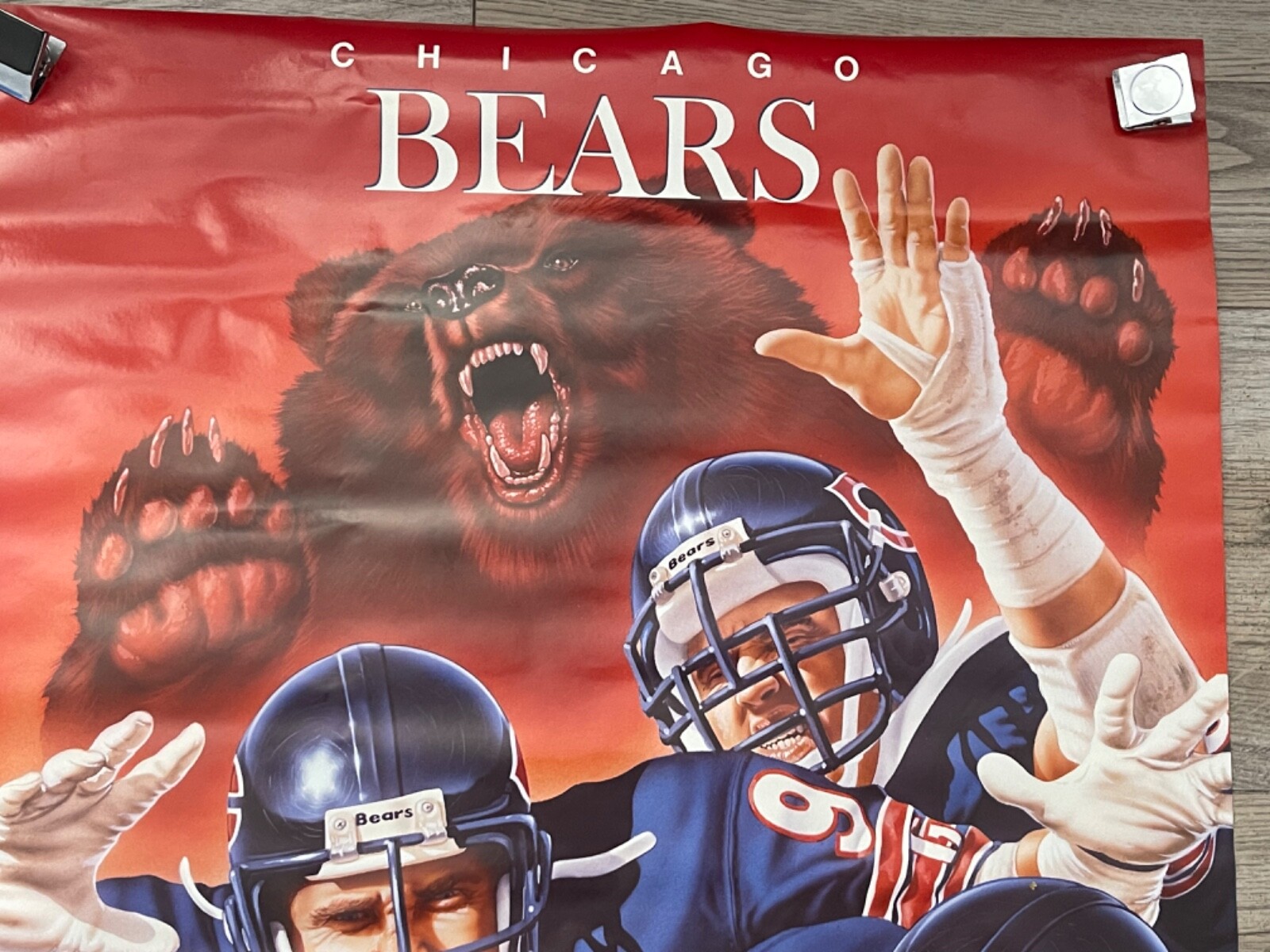 VINTAGE 1988 CHICAGO BEARS 24 x 36" Brown Art Poster NFL Vikings BRAND ...