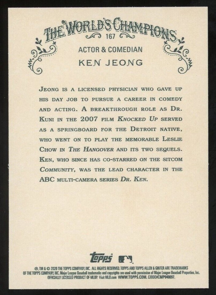 2020 Topps Allen & Ginter Ken Jeong Actor #167 | eBay