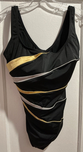 Longitude One Piece Black Gold Swim Suit Bathing Plus Sz 18 W EUC | eBay
