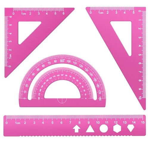 Triangle Ruler, Protractor, Square and Ruler Set, 4 Pieces Aluminum ...