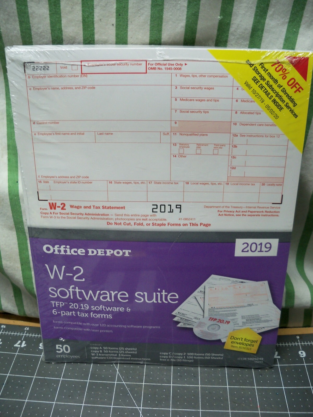Office Depot W-2 Software Suite 2019 2-Up 6-Part 50 Pk Laser Tax Forms ...