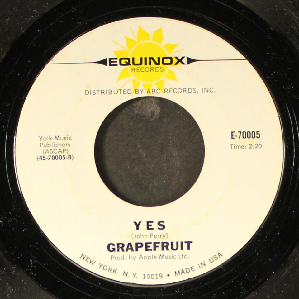 GRAPEFRUIT: elevator / yes EQUINOX 7" Single 45 RPM | eBay