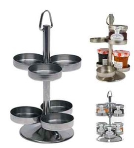 STAINLESS STEEL JAM POT TREE MARMALADE CHUTNEY SERVING DISH TABLE STAND ...