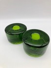 Blenko Recycled Glass Taper Candle Holders Green Puck Shape Set of 2 | eBay