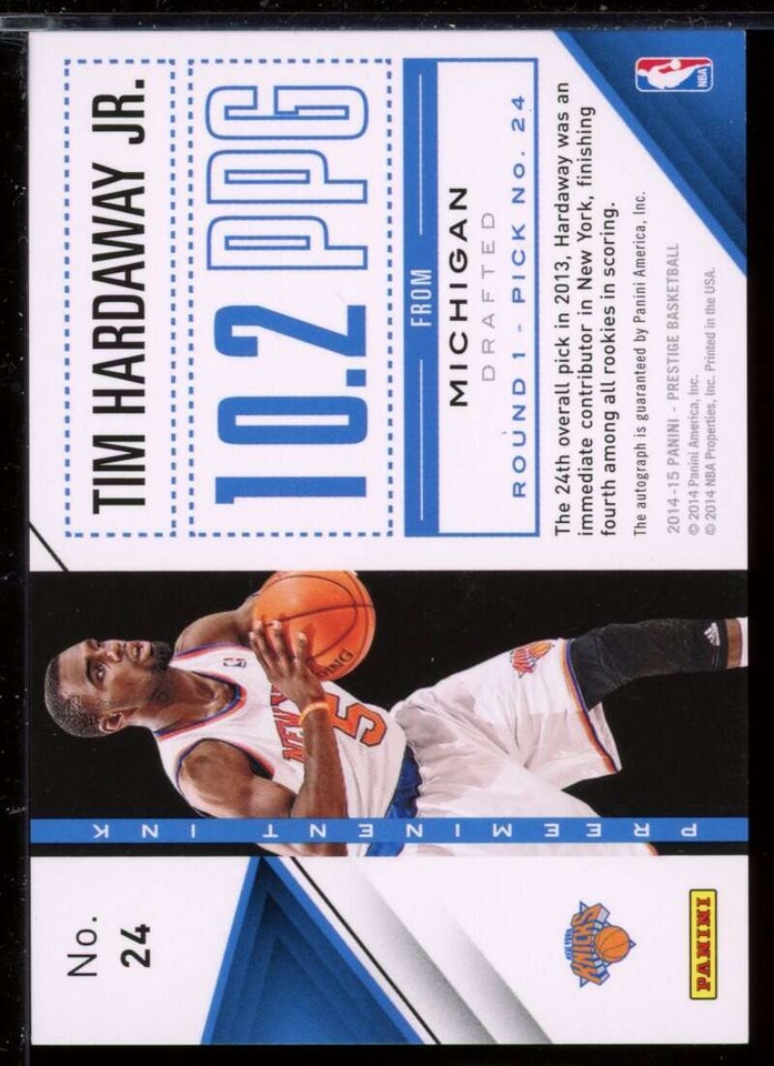 Tim Hardaway Jr. Card 2014-15 Prestige Premium Preeminent Ink #24 /175 ...