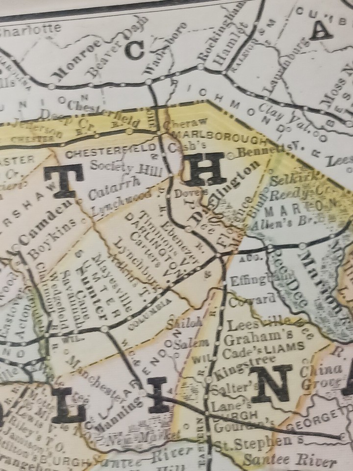 ~1884 South Carolina Railroad & County Map By Rand McNally Train Routes ...